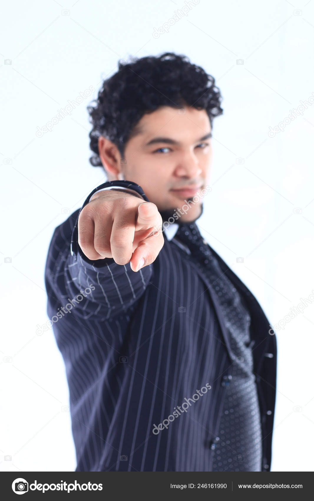 Responsible businessman pointing forward.isolated on a white — Stock ...