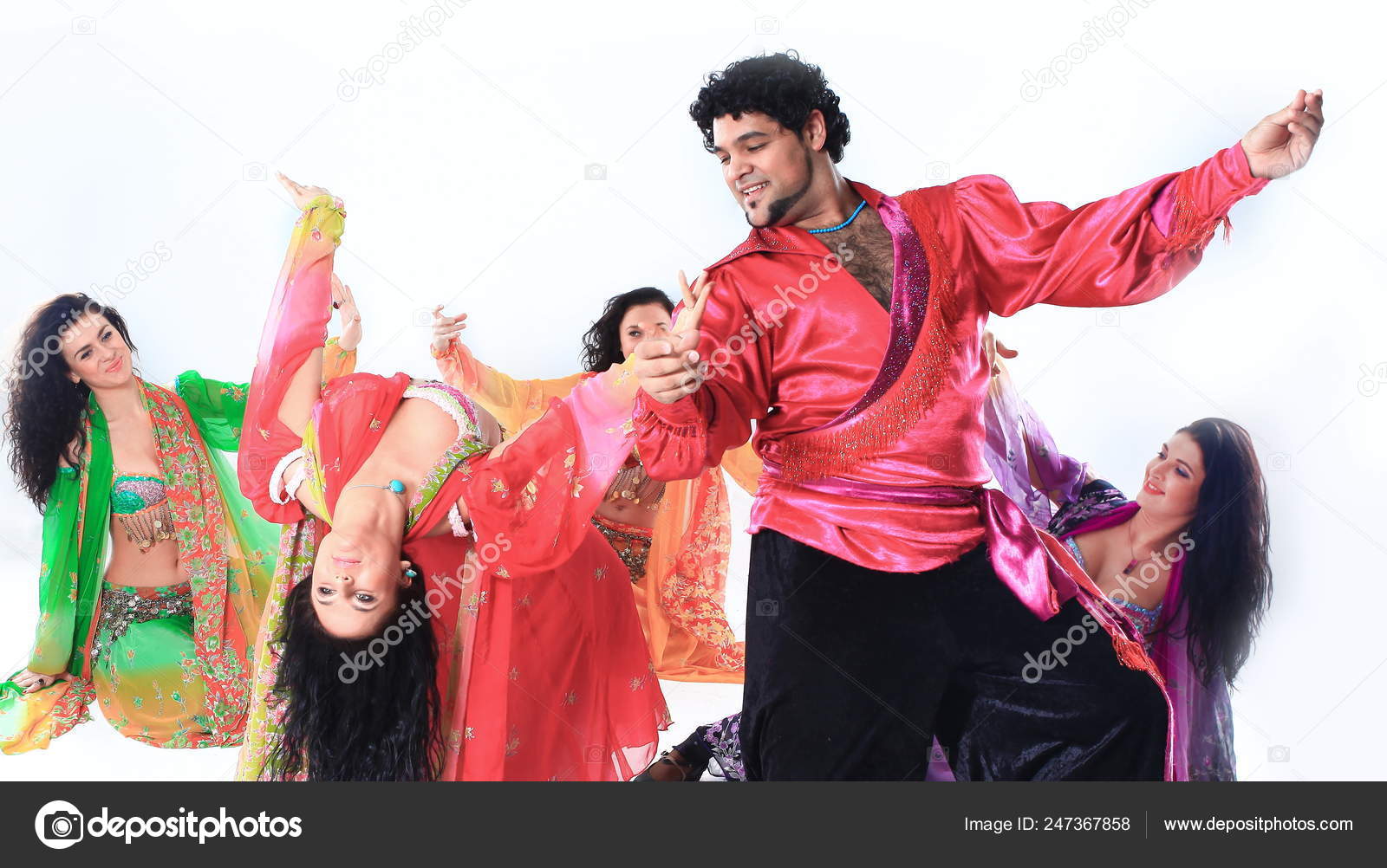 Gypsy dance group performing folk dance.isolated on a white — Stock ...