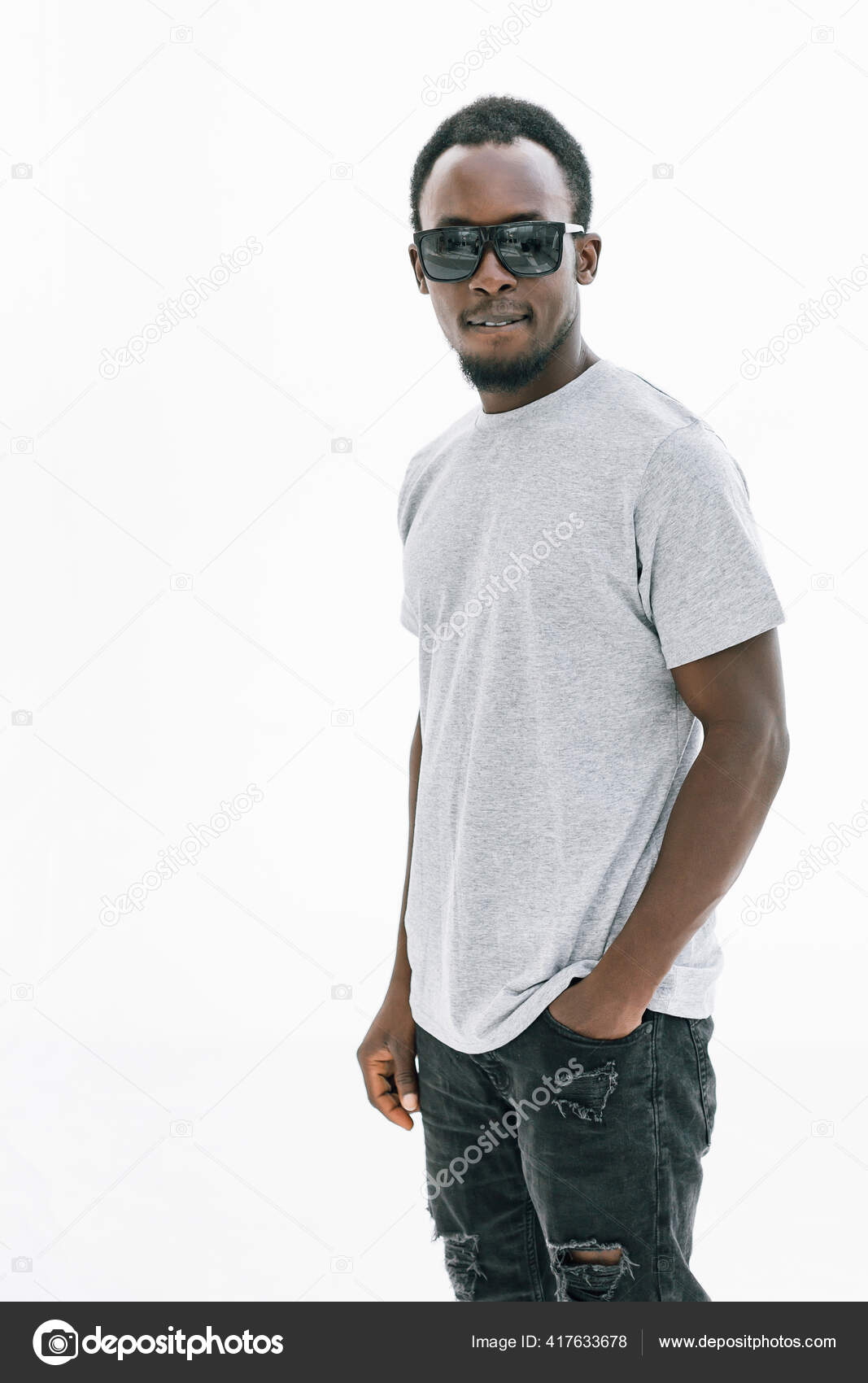 Brooding stylish guy in sunglasses. isolated on white — Stock Photo ...