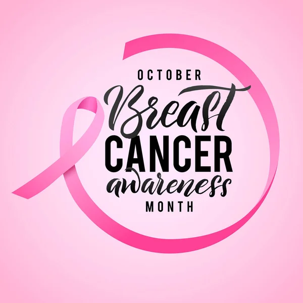 Breast Cancer Awareness Calligraphy Poster Design Ribbon Around
