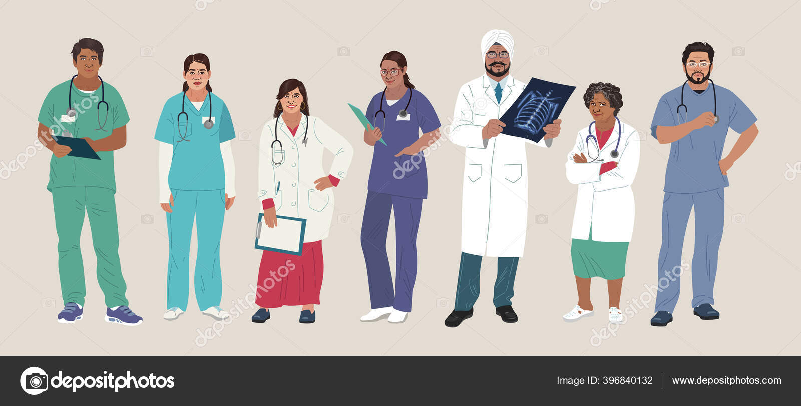 Indian Medics. Medical Characters. Doctors and nurses round portraits ...