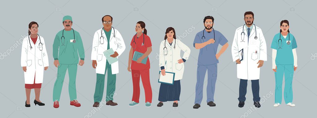 M dicos indios. Personajes m dicos. M dicos y enfermeras redondean retratos, concepto de equipo ...