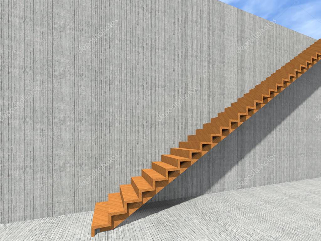 Escalera conceptual en la pared edificio de fondo o arquitectura como ...