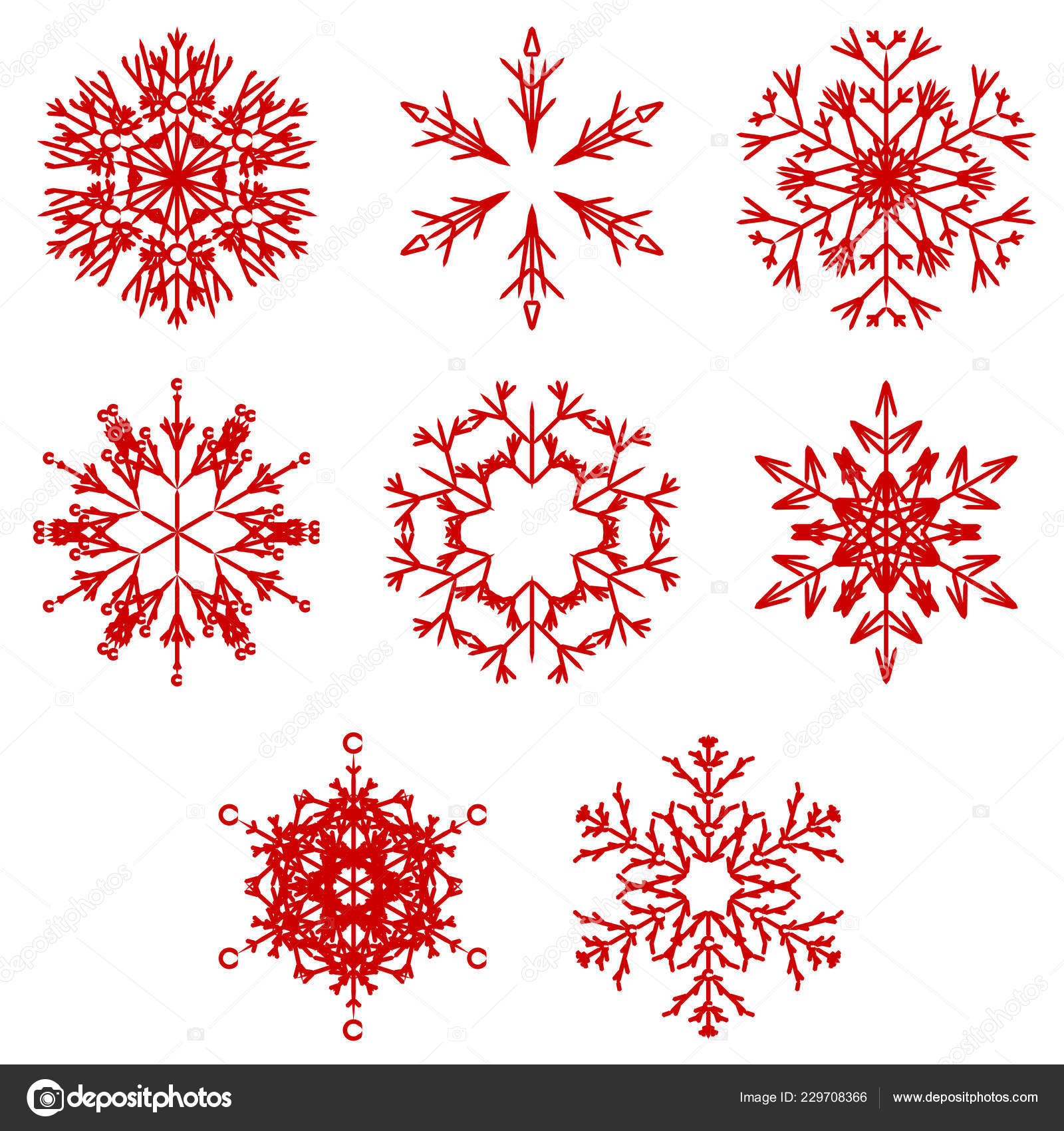 Vector Collection Artistic Icy Abstract Crystal Snow Flakes Isolated ...