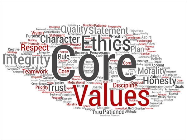 Conceptual core values integrity ethics abstract concept word cloud ...