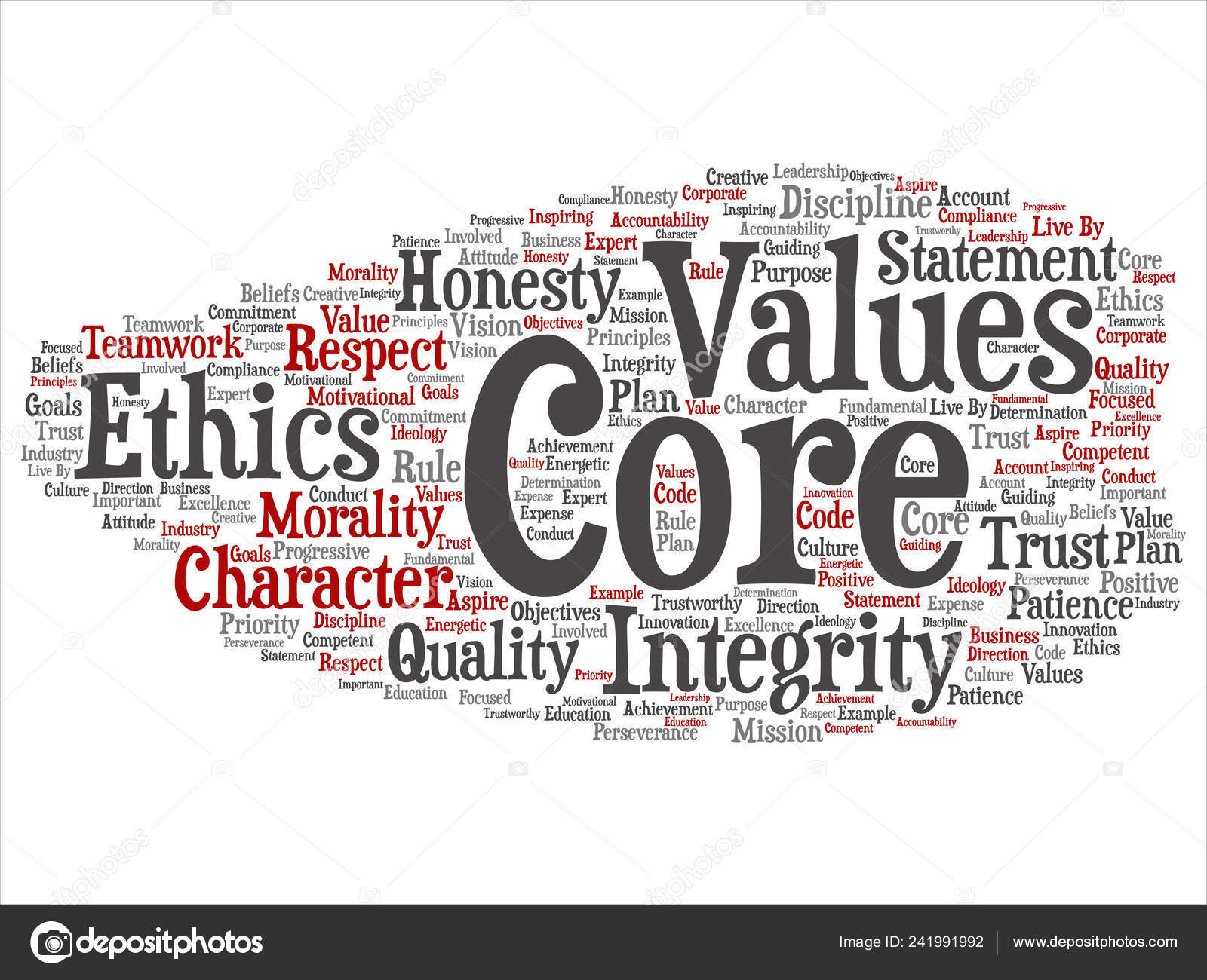Vector Conceptual Core Values Integrity Ethics Abstract Concept Word ...