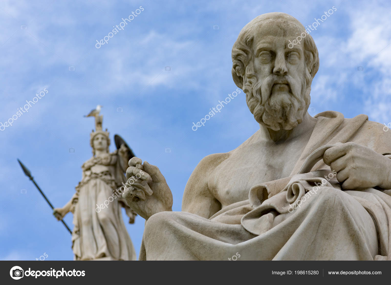 Classic Statues Plato Athena Side Close — Stock Photo © araelf #198615280