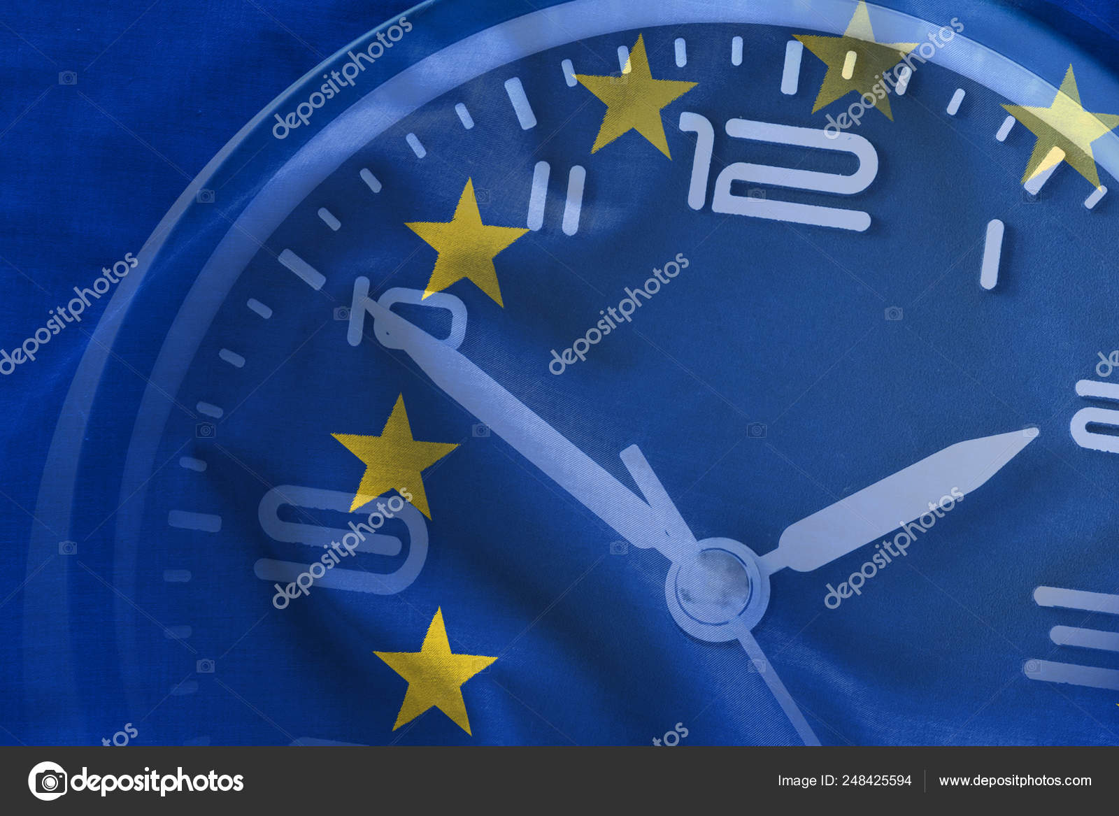 Overlay of the EU flag and the dial of a clock — Stock Photo © serggn ...