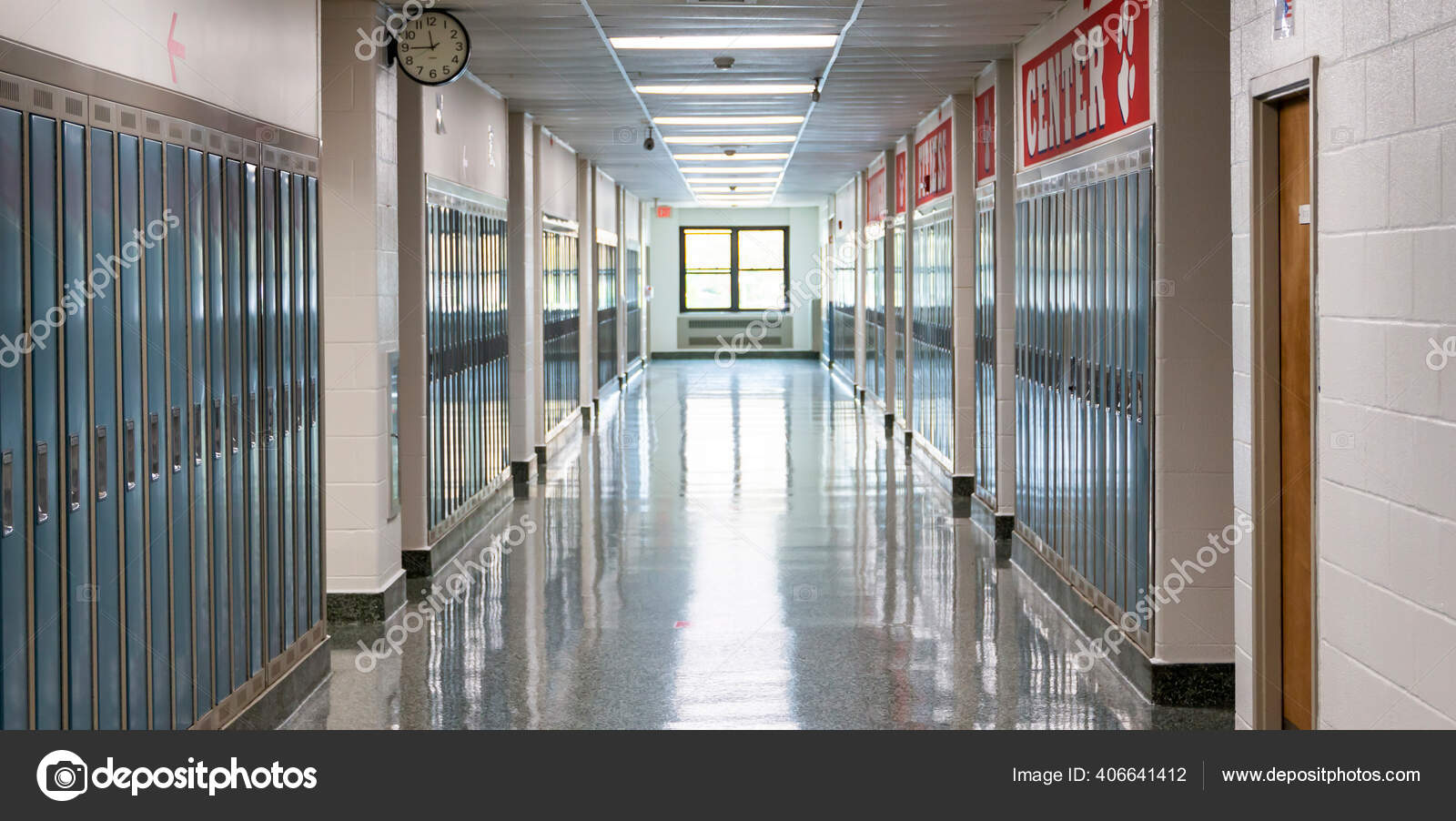 High School Empty Hallway