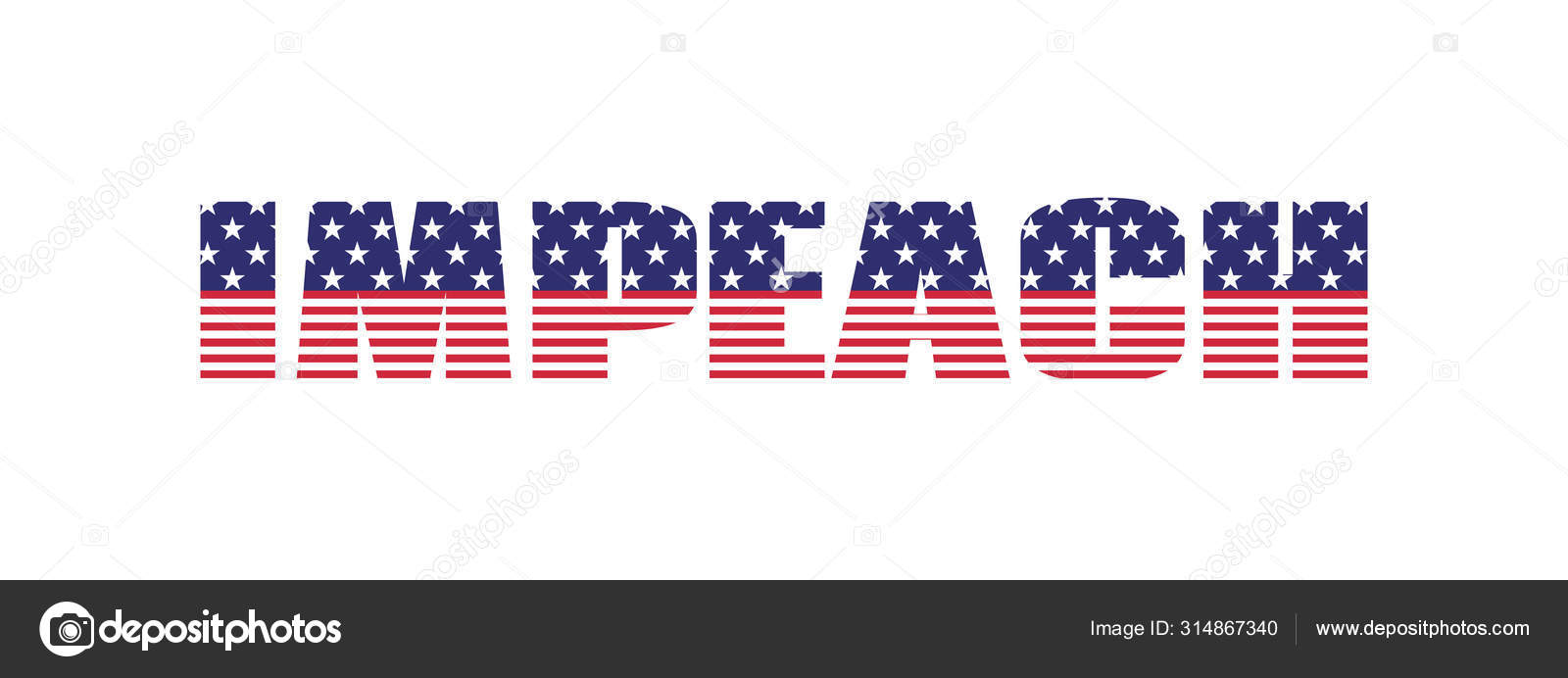 Impeach isolated word. USA impeachment vector banner with american flag ...