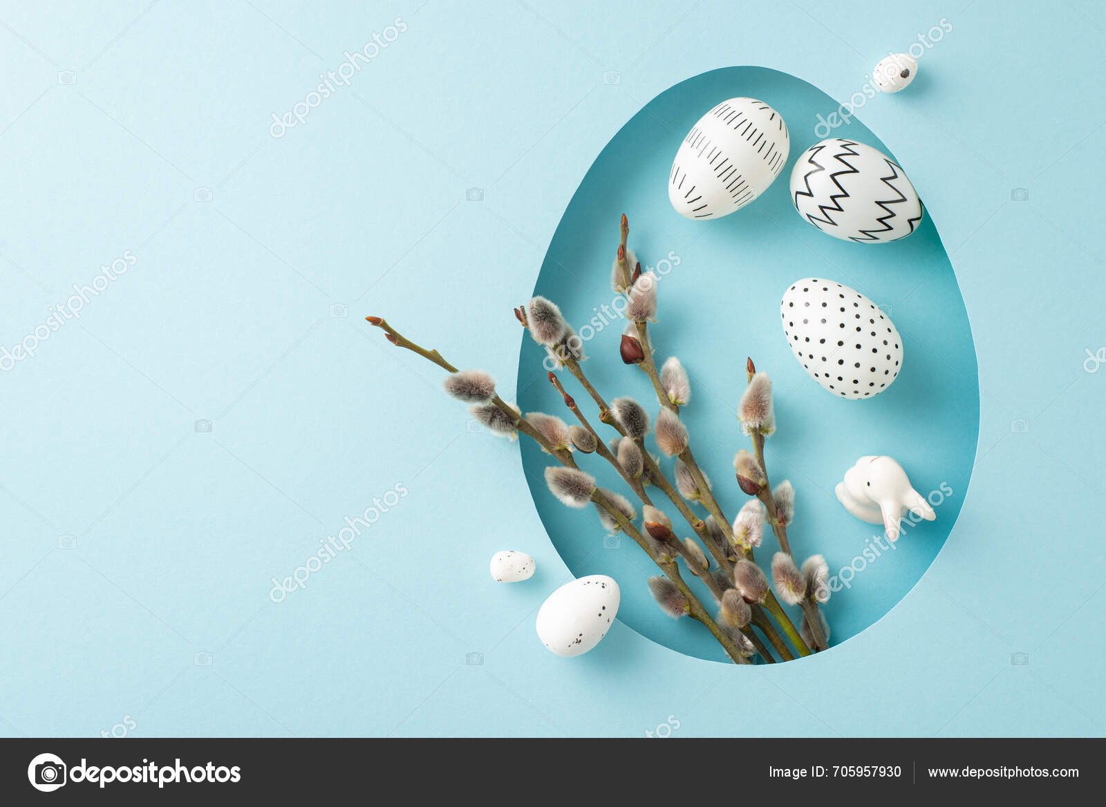Playful Easter Imagination Scene Top View Photo Featuring Adorable Hare ...