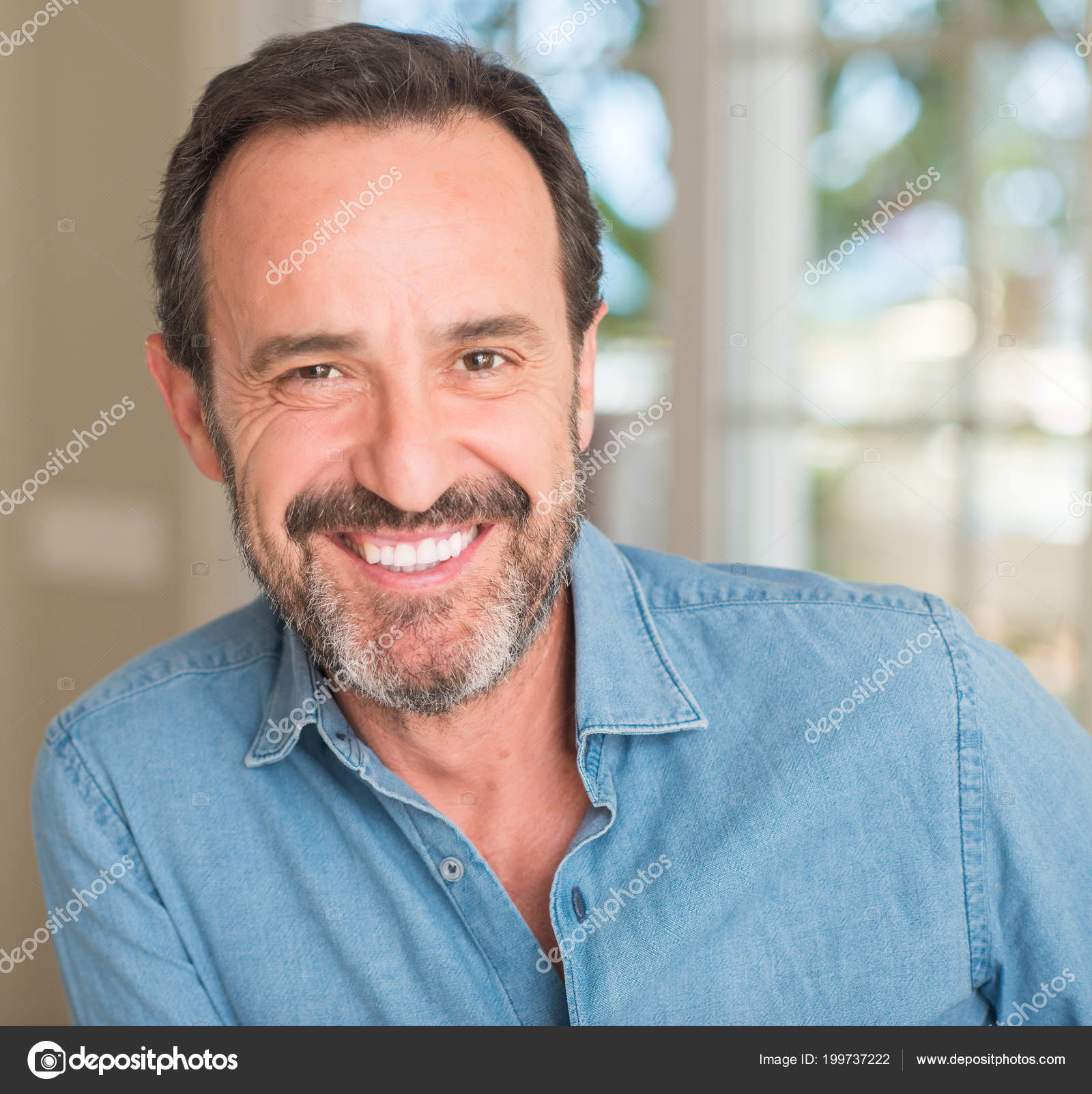 Handsome Middle Age Man Happy Face Standing Smiling Confident Smile ...