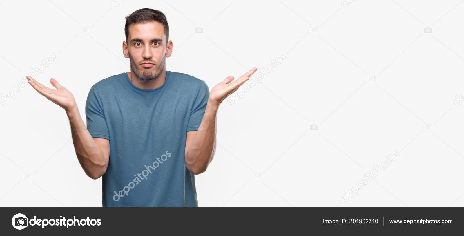 Handsome Young Casual Man Clueless Confused Expression Arms Hands ...