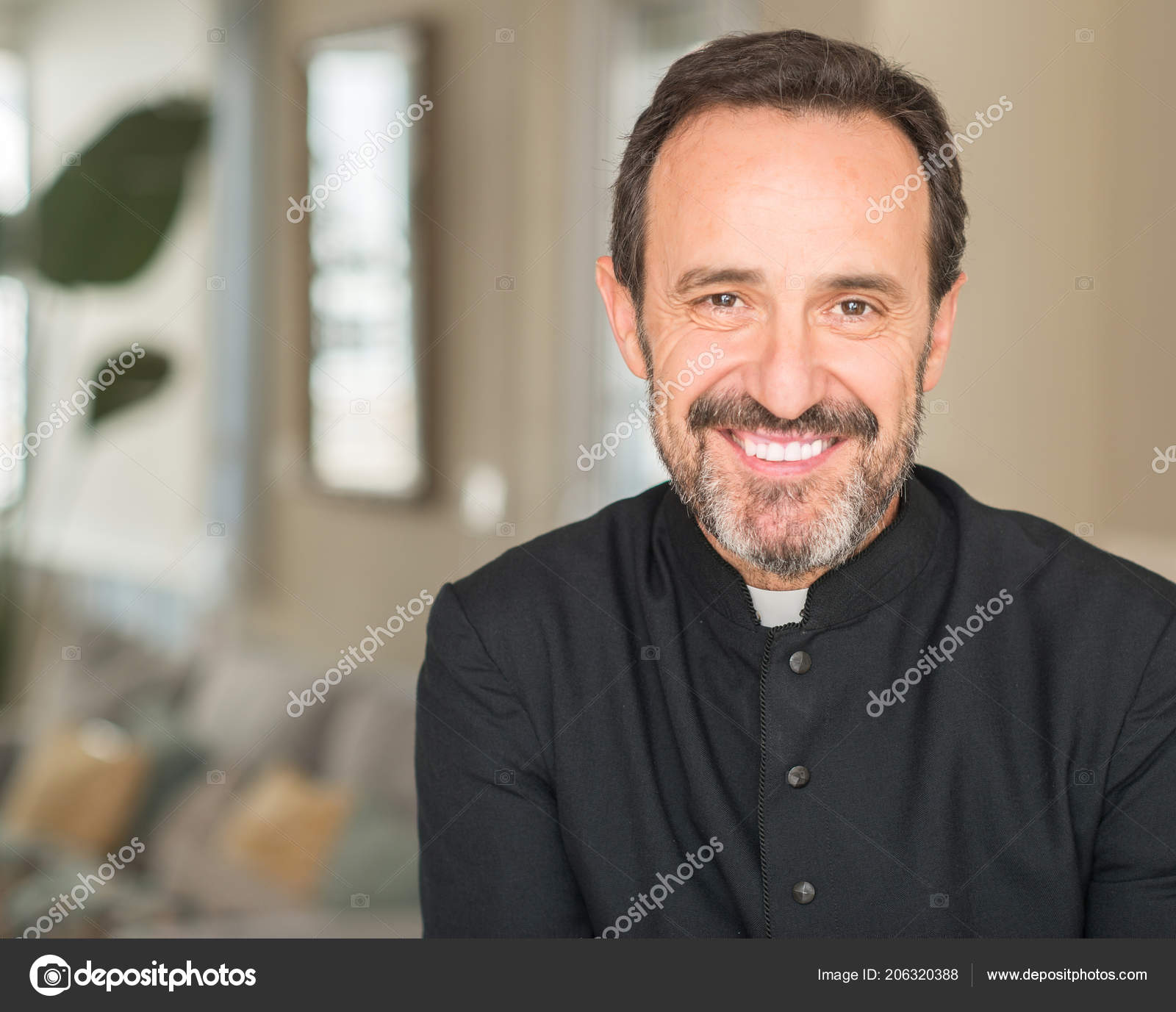 Christian Priest Man Happy Face Standing Smiling Confident Smile ...
