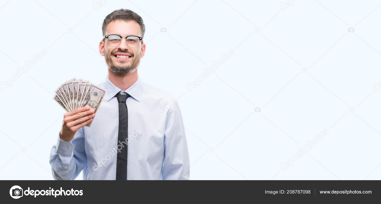 Young Hipster Business Man Holding Dollars Happy Face Standing Smiling ... Young Hipster Business Man Holding Dollars Happy Face Standing Smiling ...