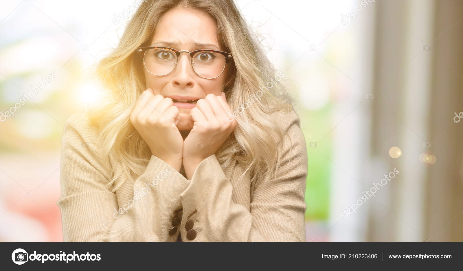 Young Beautiful Woman Terrified Nervous Expressing Anxiety Panic ...