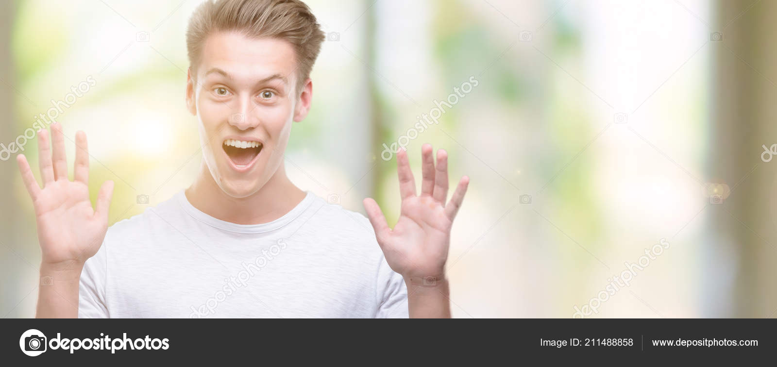 Young Handsome Blond Man Very Happy Excited Winner Expression ...