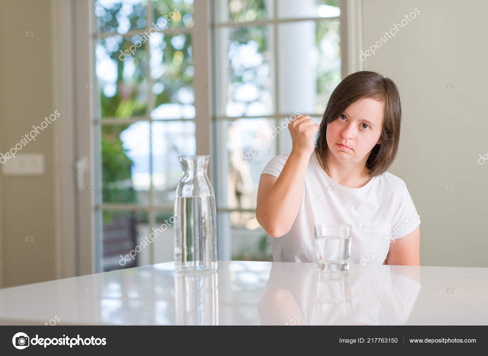 Syndrome Woman Home Drinking Water Annoyed Frustrated Shouting Anger ...