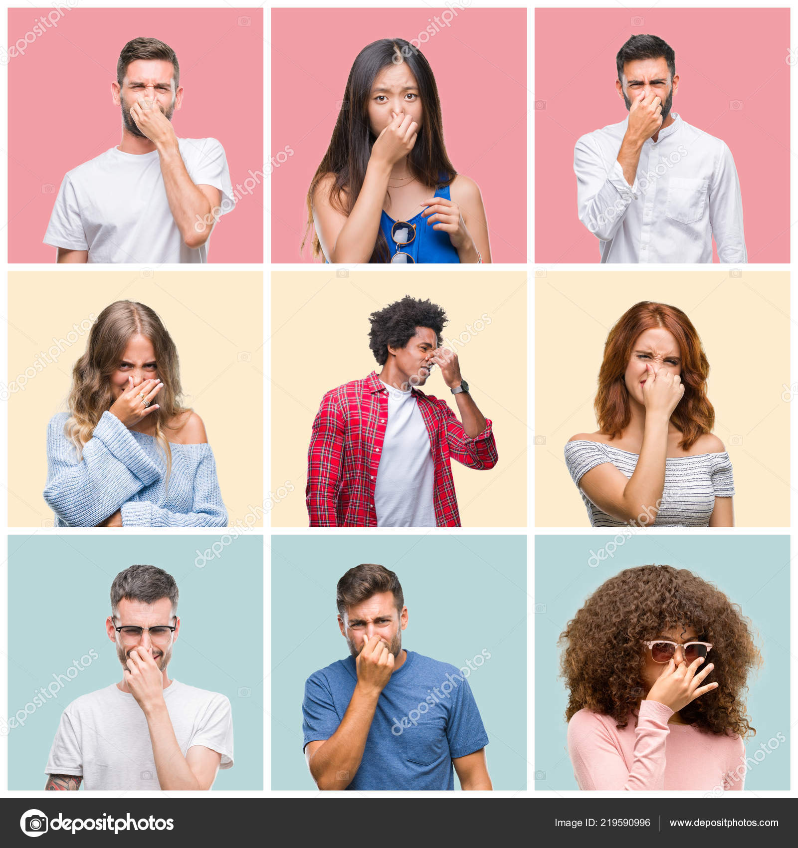 Collage Group Young People Woman Men Colorful Isolated Background ...
