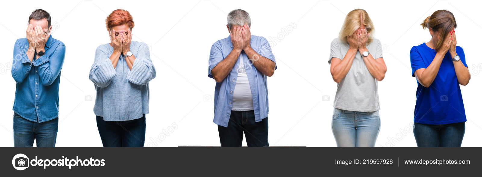 Group Of Sad People Crying