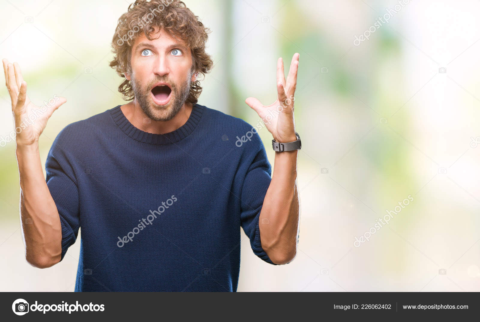 Handsome Hispanic Model Man Wearing Winter Sweater Isolated Background ...