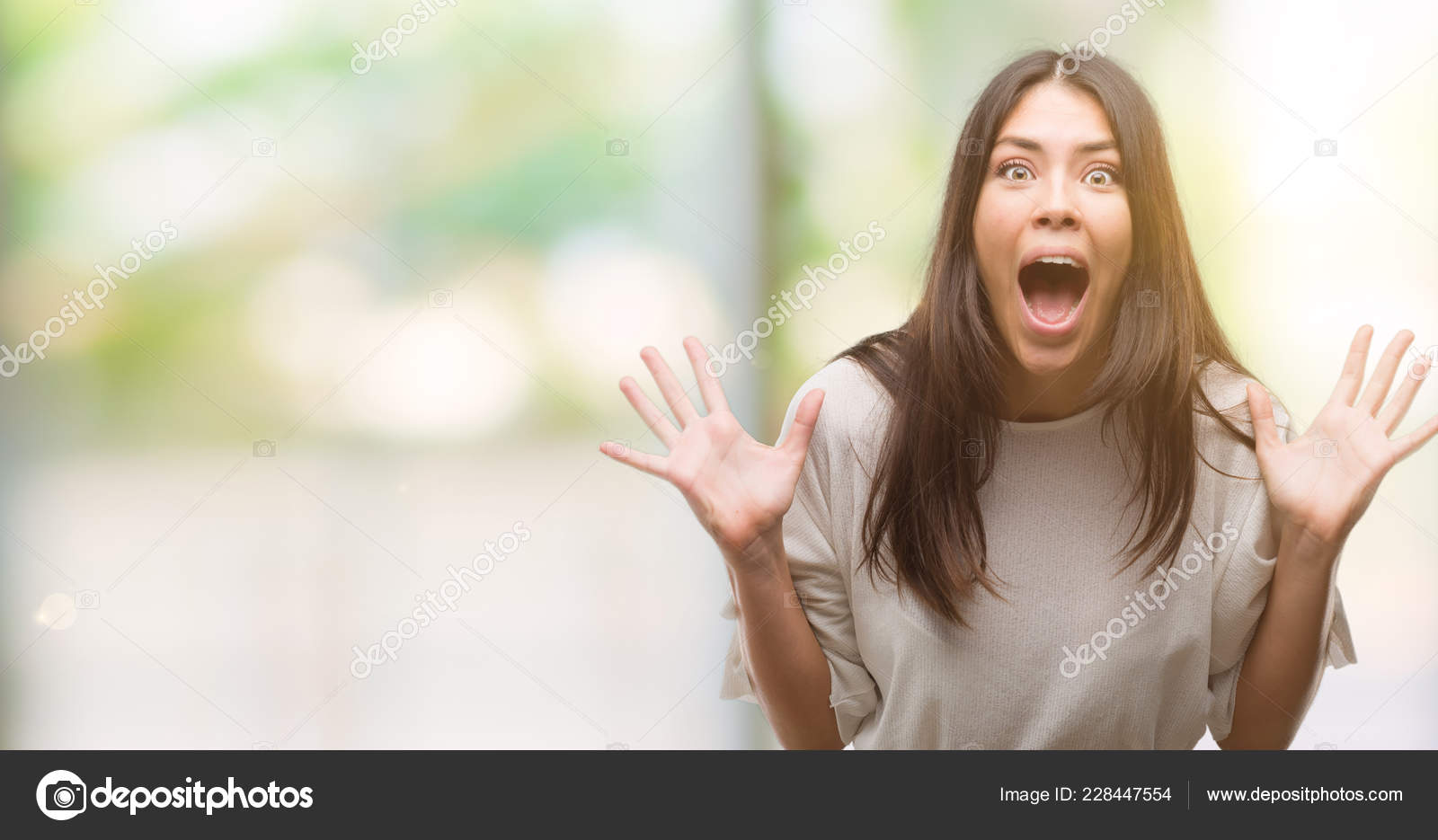 Young Beautiful Hispanic Woman Very Happy Excited Winner Expression ...