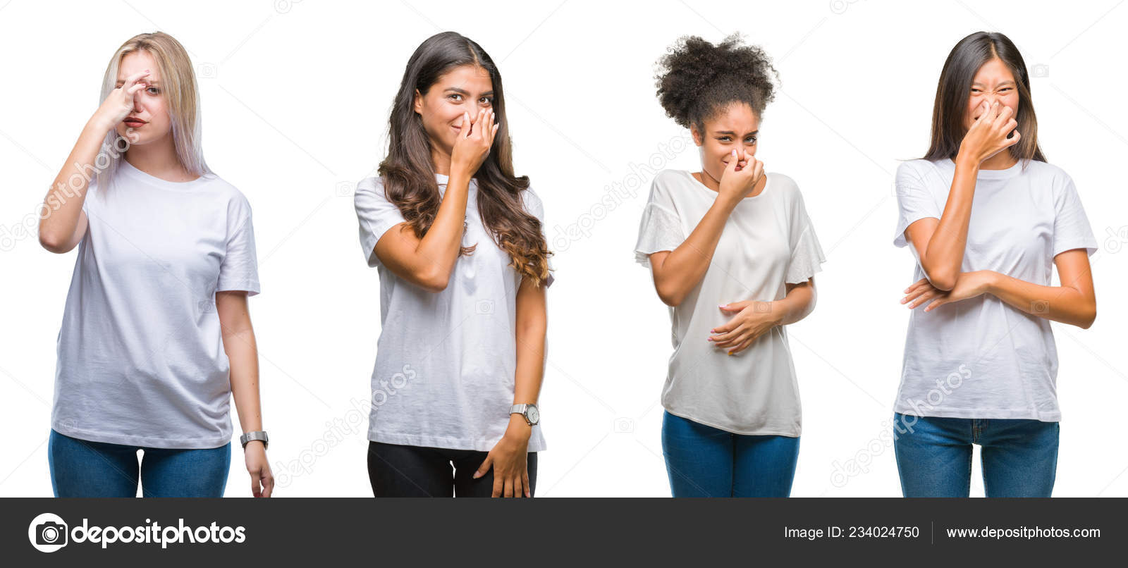 Collage Group Chinese Arab African American Woman Isolated Background ...