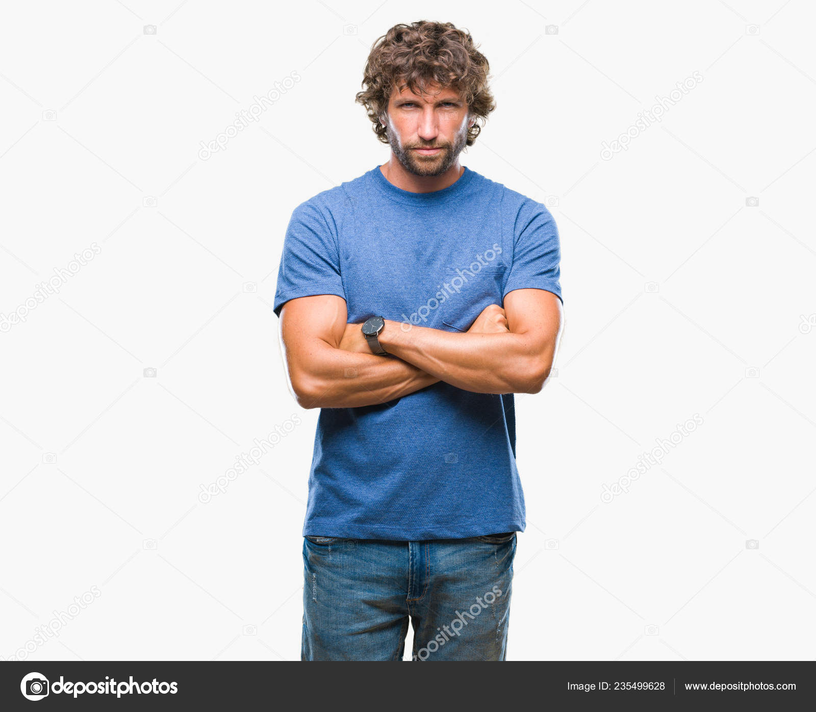 Handsome Hispanic Model Man Isolated Background Skeptic Nervous ...