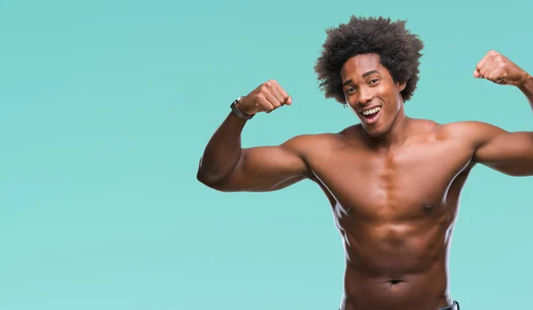Afro American Shirtless Man Showing Nude Body Isolated Background ...