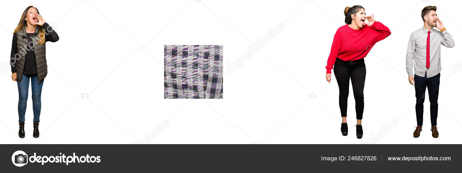 Collage People White Isolated Background Shouting Screaming Loud Side ...