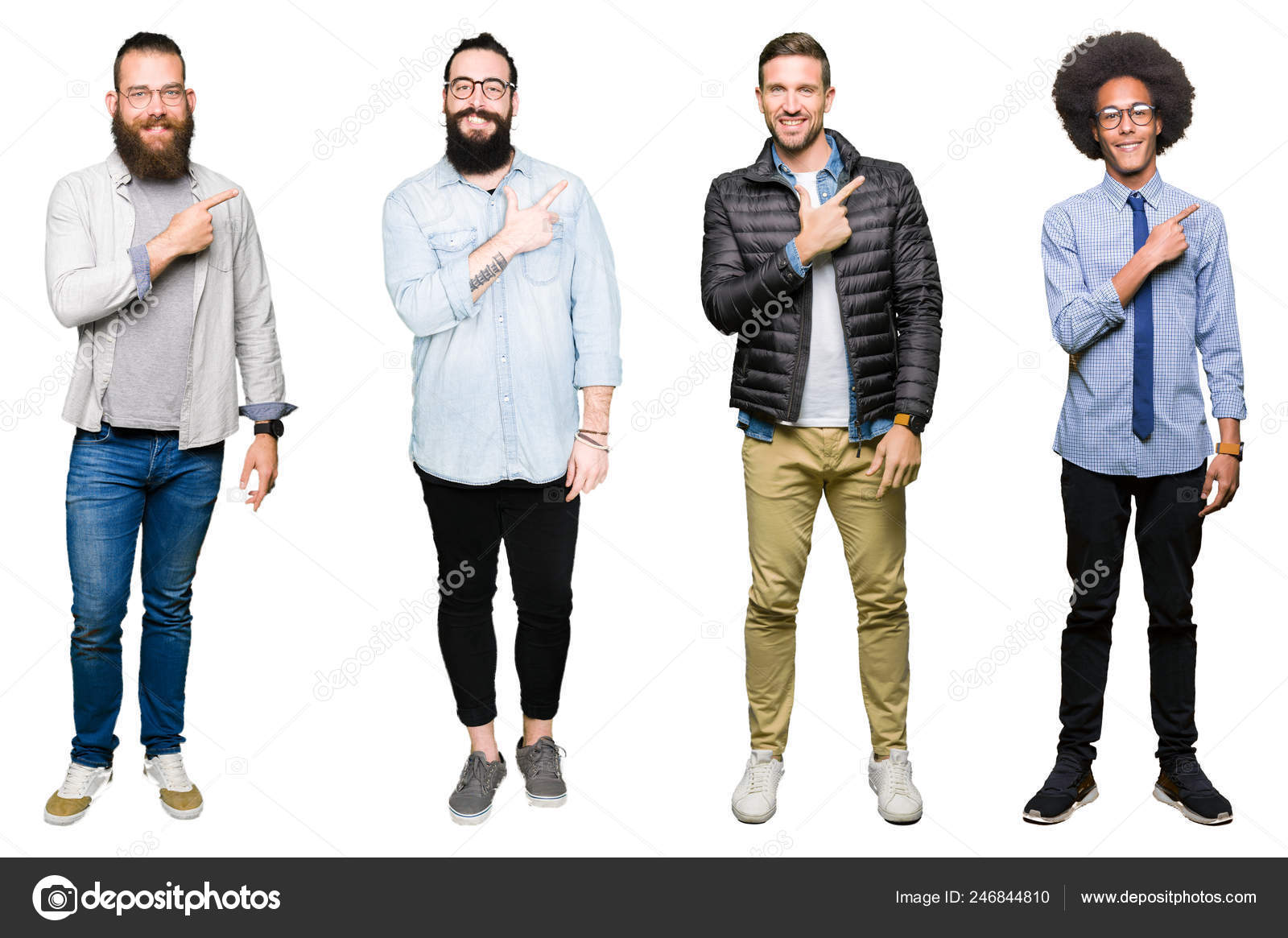 Collage Group Young Men White Isolated Background Cheerful Smile Face ...