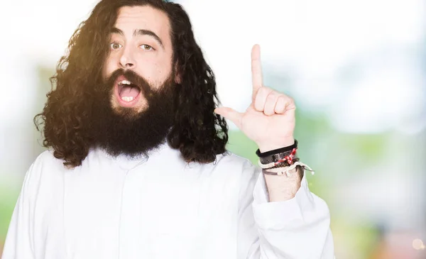 Man Wearing Jesus Christ Costume Clueless Confused Expression Arms ...