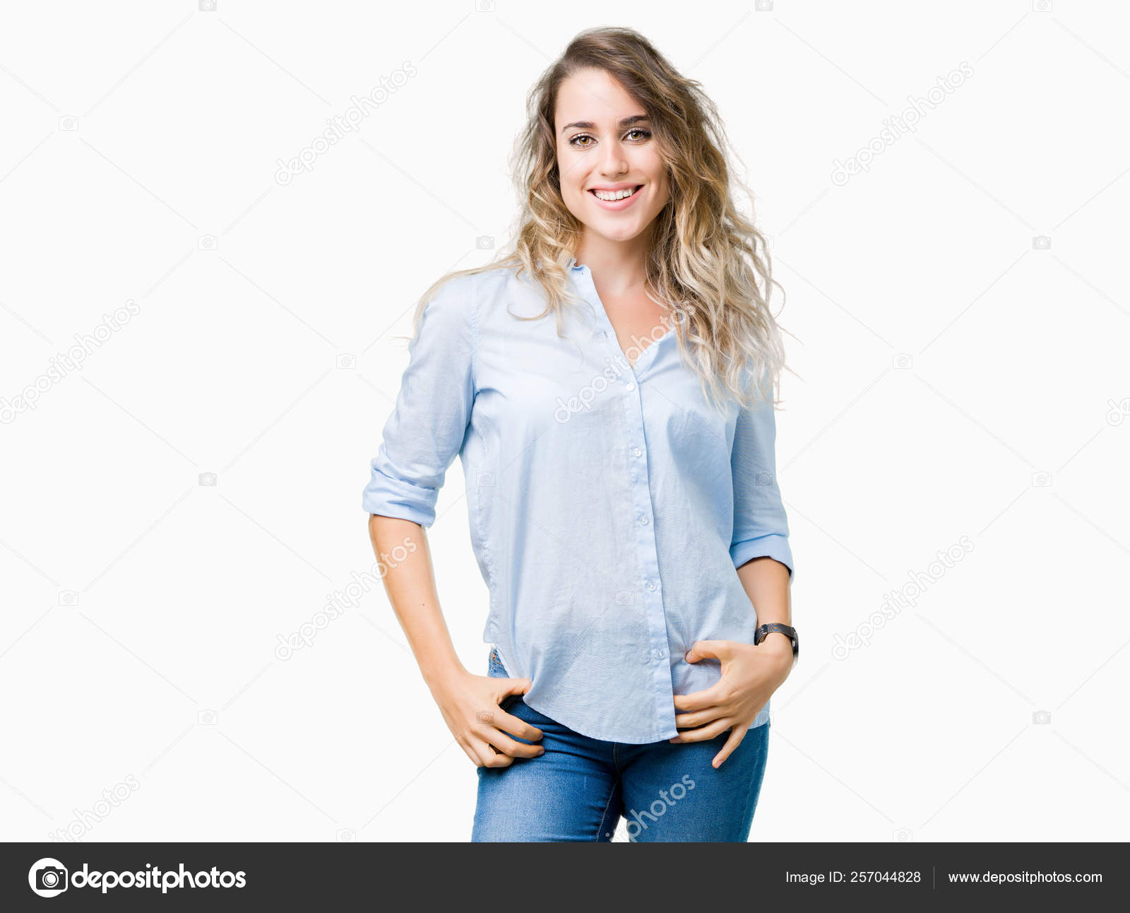 Beautiful Young Blonde Business Woman Isolated Background Happy Cool ... Beautiful Young Blonde Business Woman Isolated Background Happy Cool ...