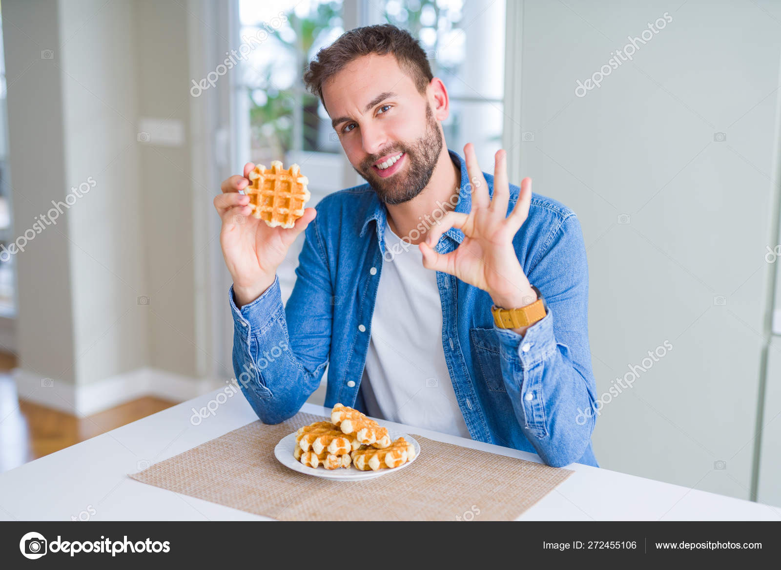 Man Eating Pancakes