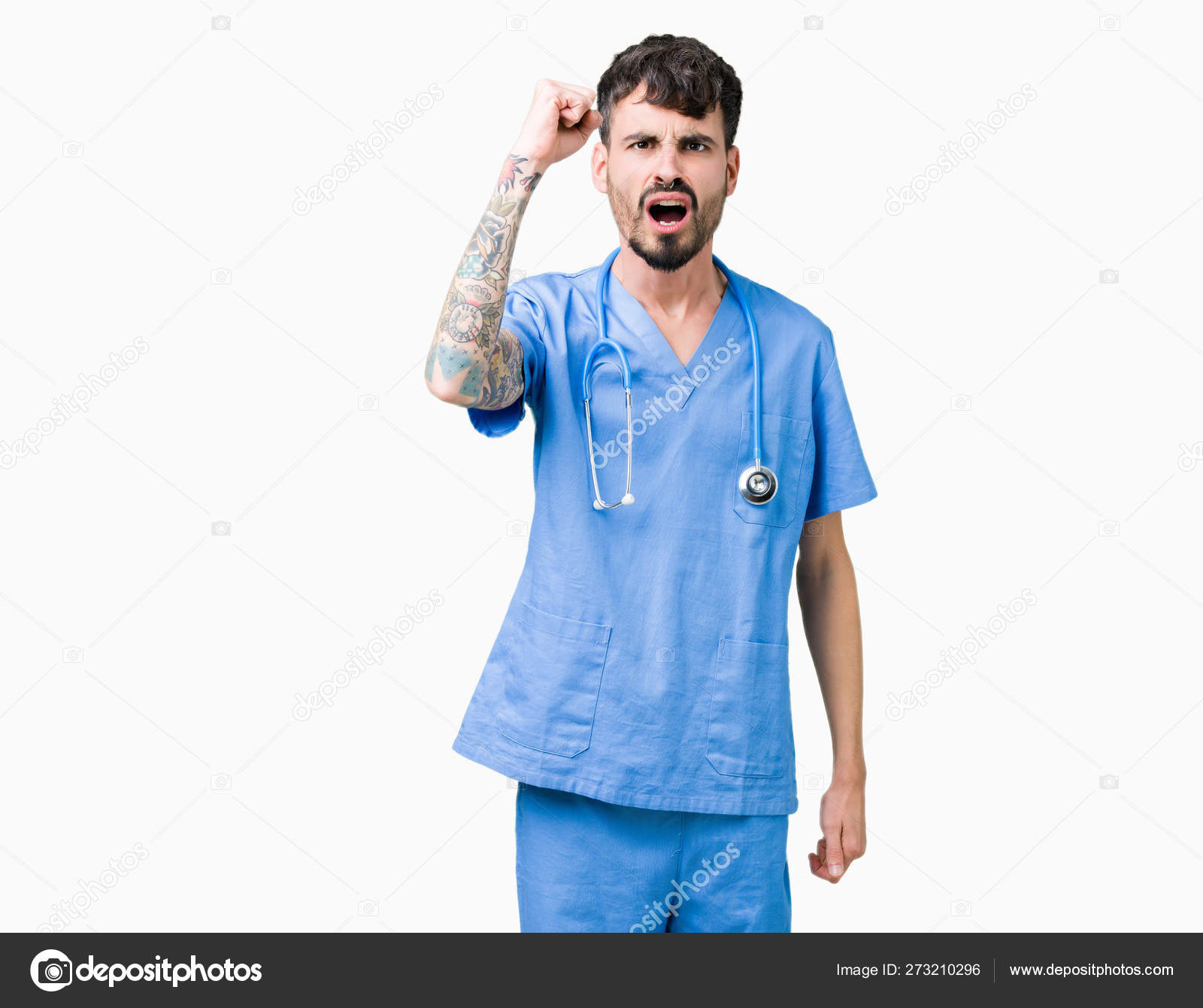 Young Handsome Nurse Man Wearing Surgeon Uniform Isolated Background ...