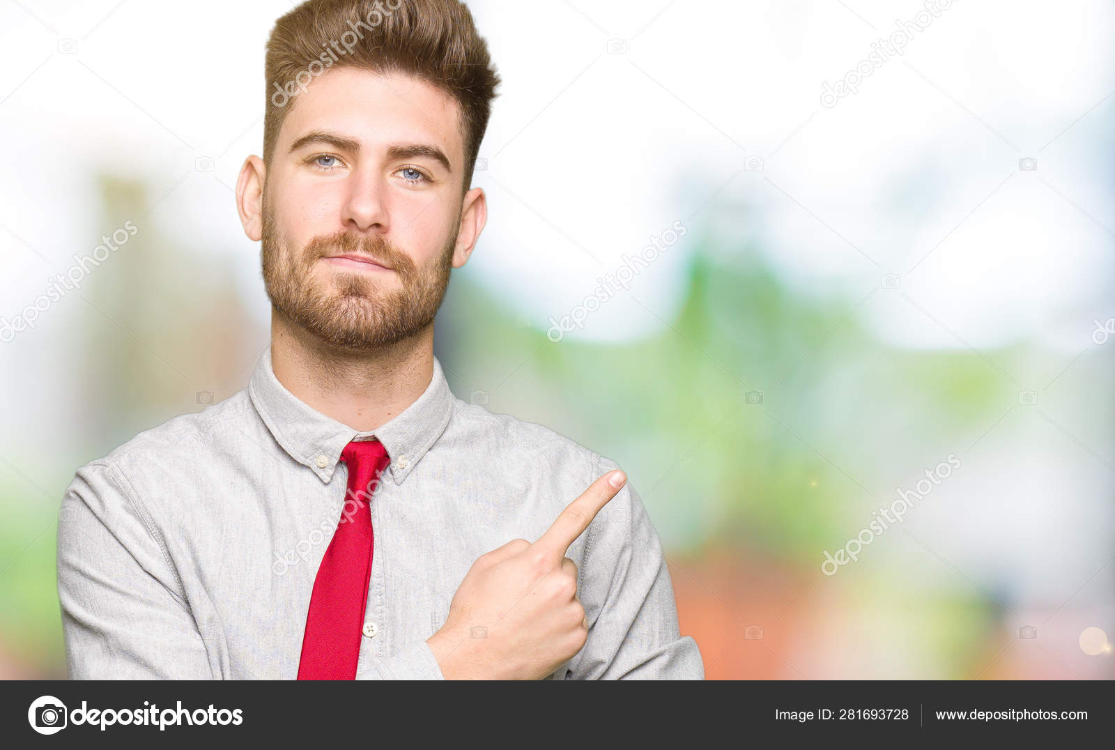 Young Handsome Business Man Pointing Hand Finger Side Showing ...
