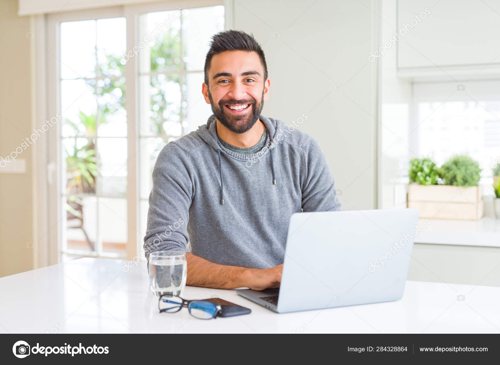Man Smiling Working Using Computer Laptop Stock Photo by ©Krakenimages ...