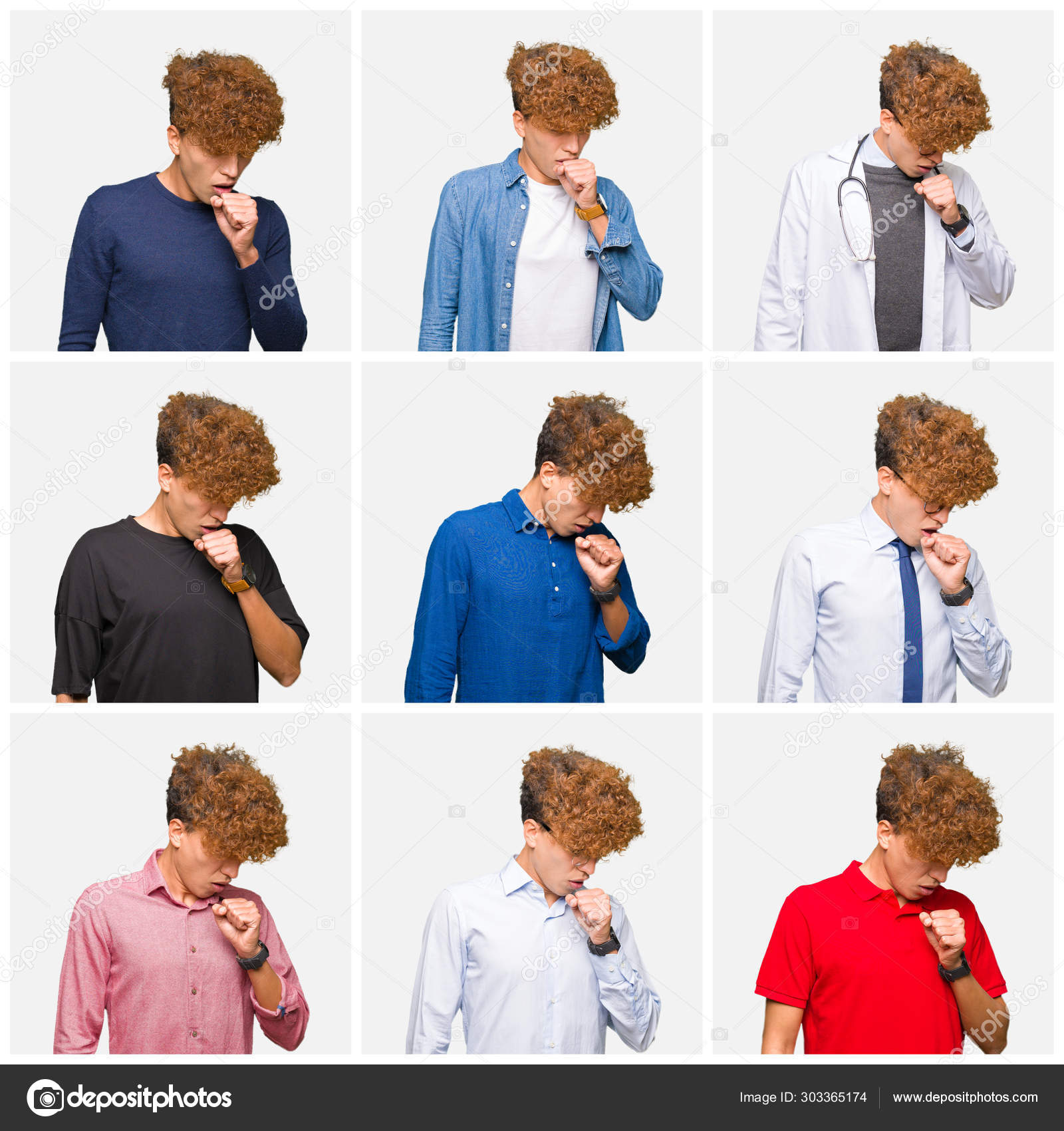 Collage Young Man Wearing Different Looks Isolated White Background ...