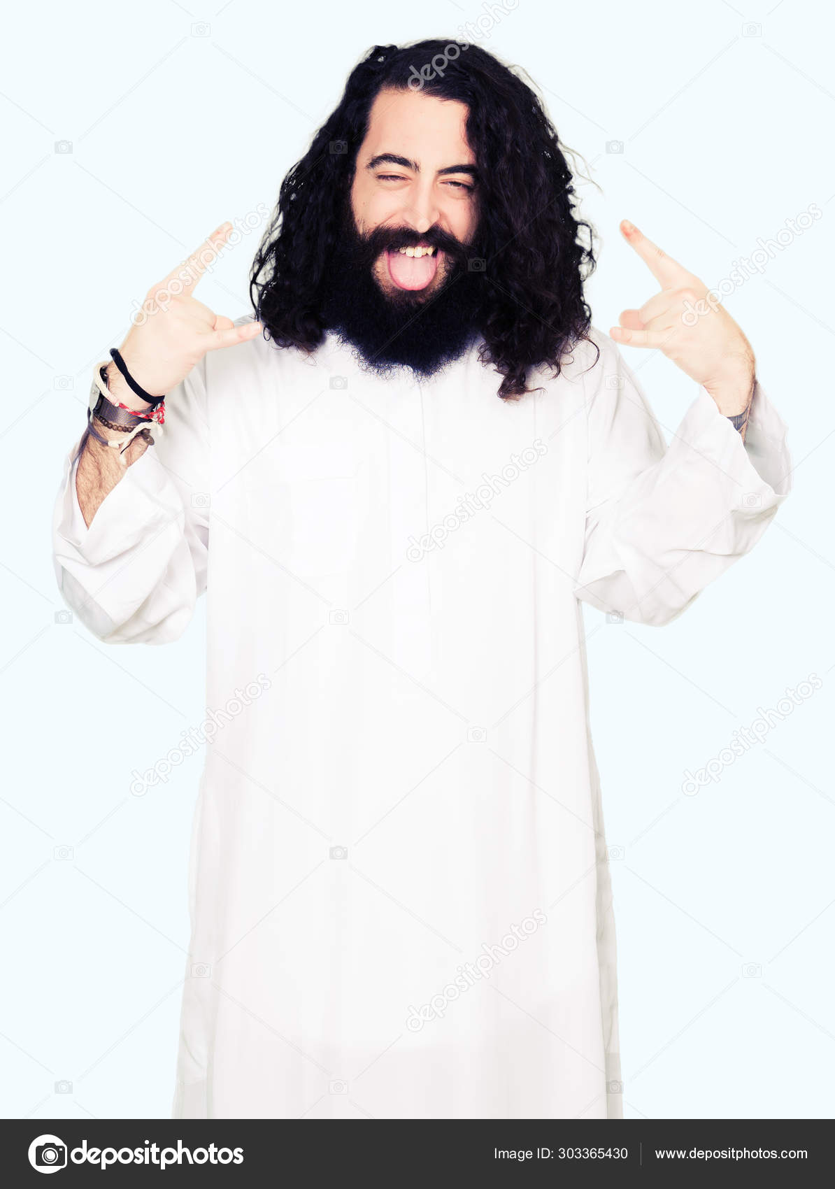 Man Wearing Jesus Christ Costume Shouting Crazy Expression Doing Rock ...