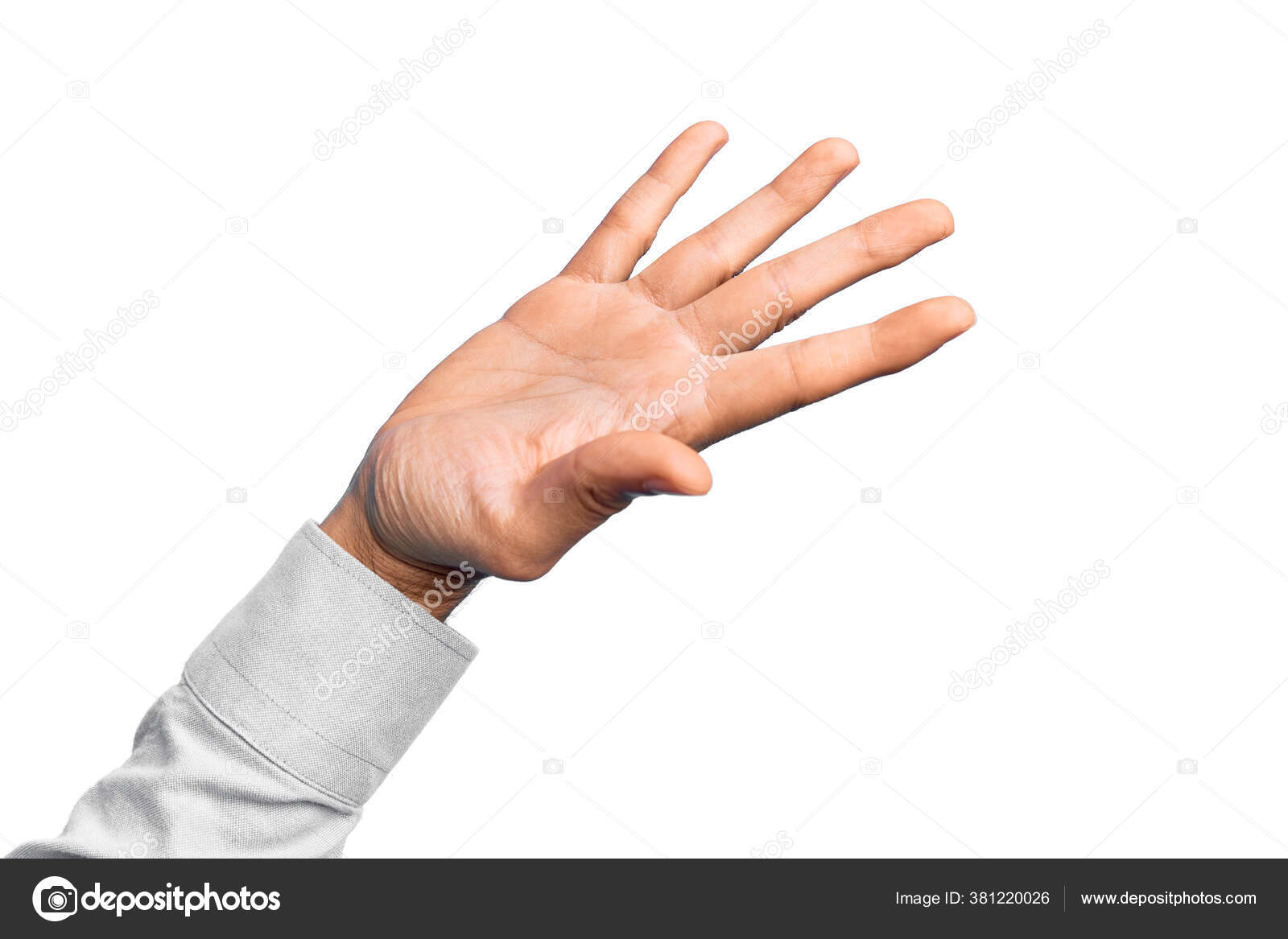Hand Caucasian Young Man Showing Fingers Isolated White Background ...