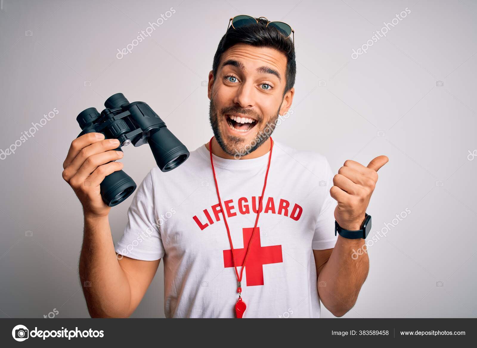 Lifeguard Wearing Sunglasses
