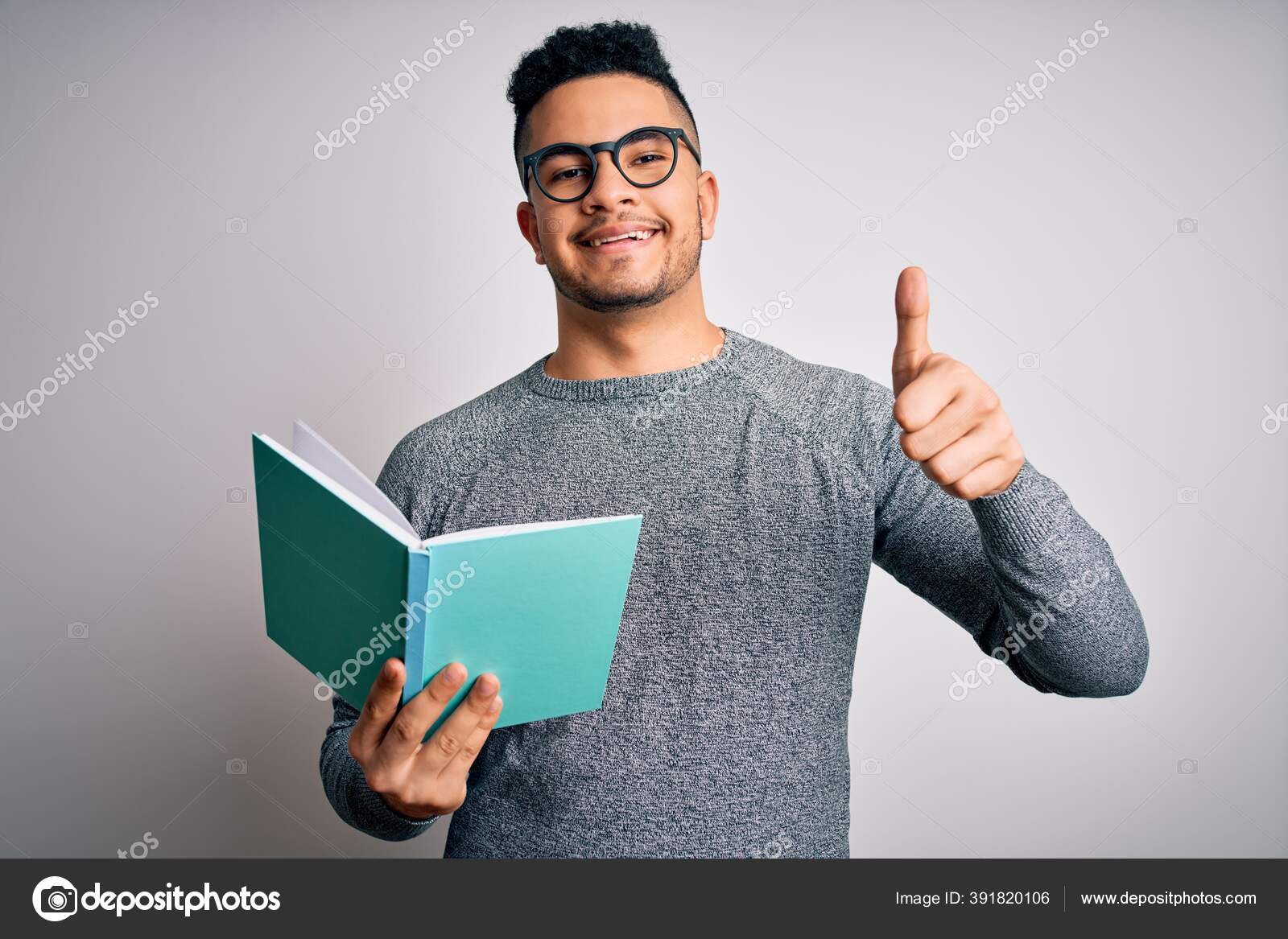 Young Handsome Smart Student Man Reading Book Isolated White Background ...