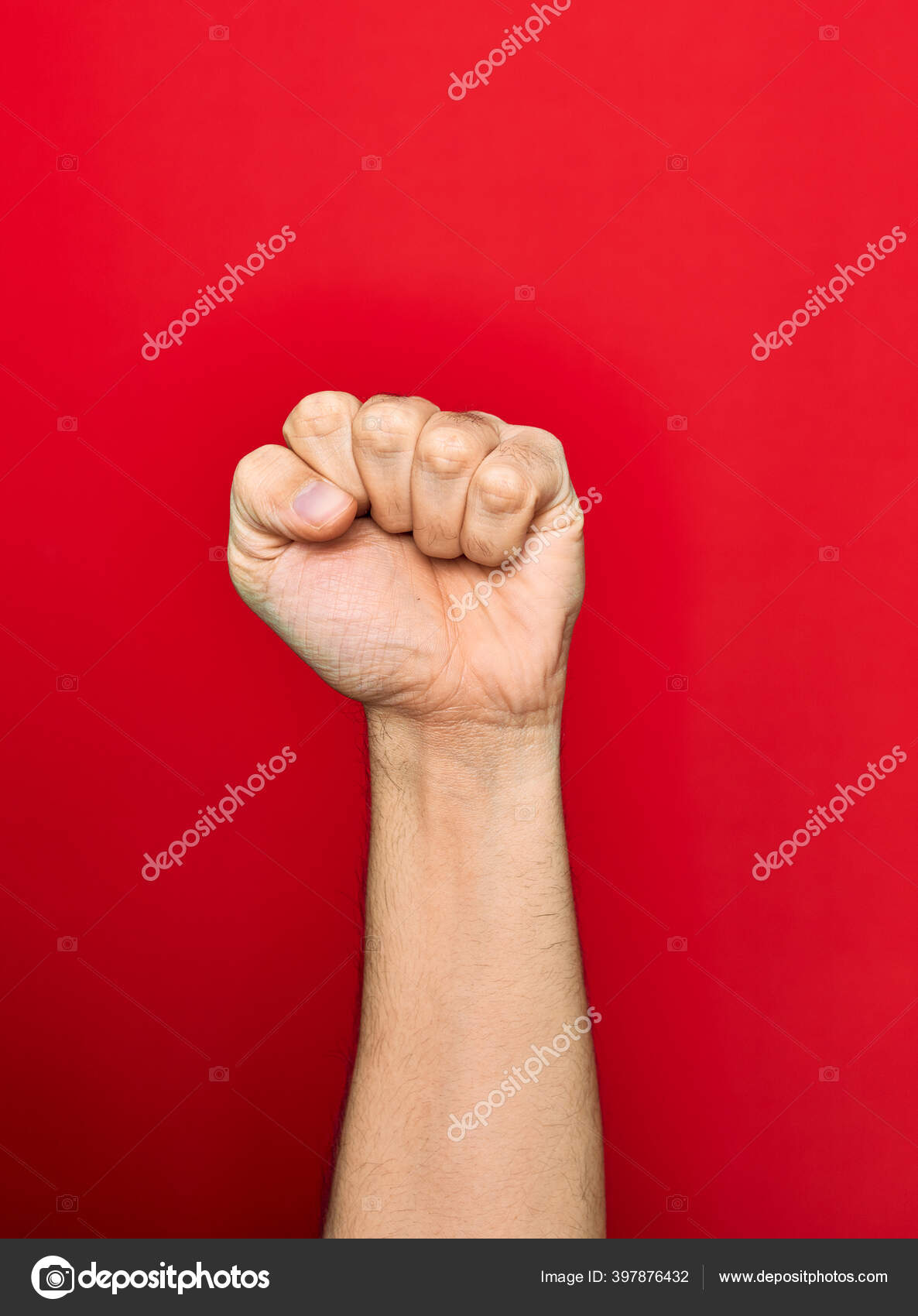 Beautiful Hand Man Doing Protest Symbol Close Fist — Stock Photo ...