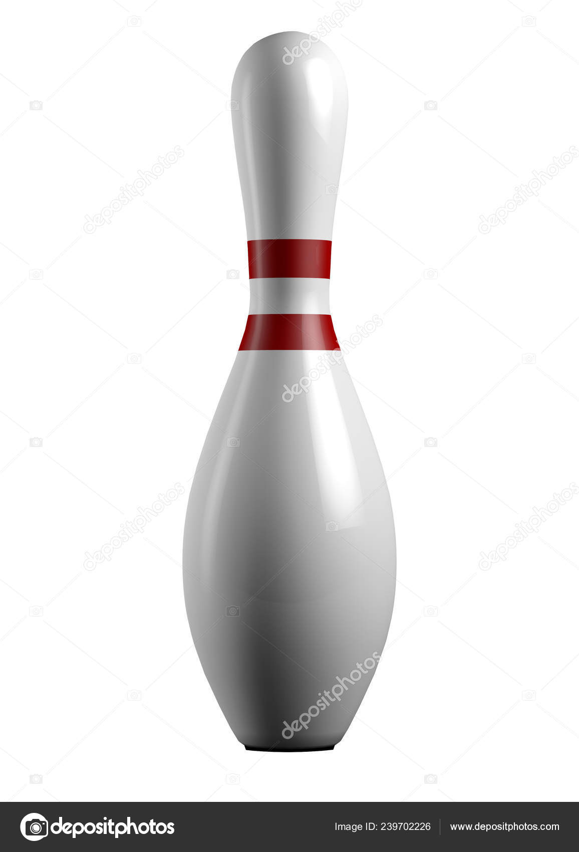 Render White Bowling Pin Red Stripes Isolated White Background Stock ...