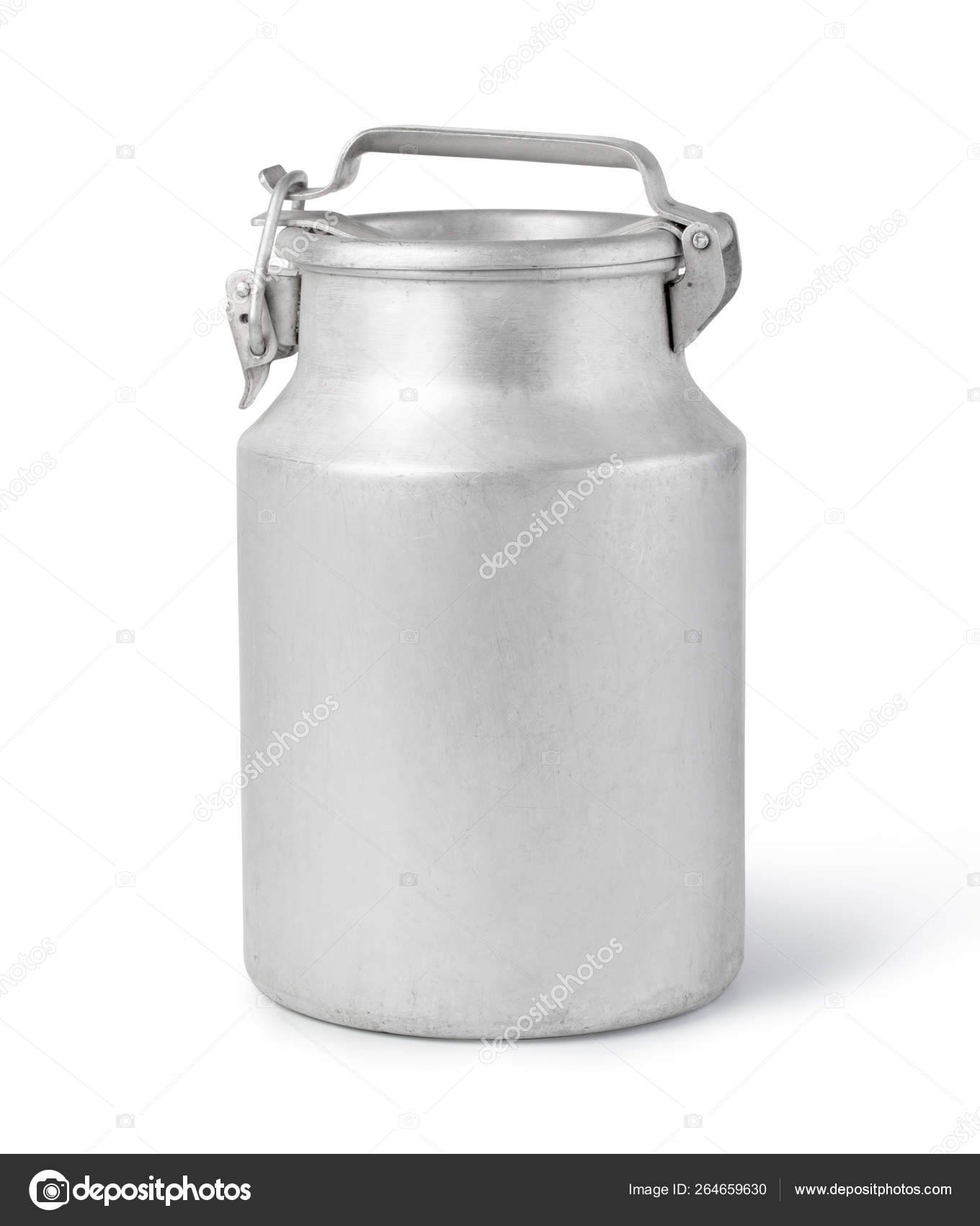 Aluminium milk can on white Stock Photo by ©kornienkoalex 264659630