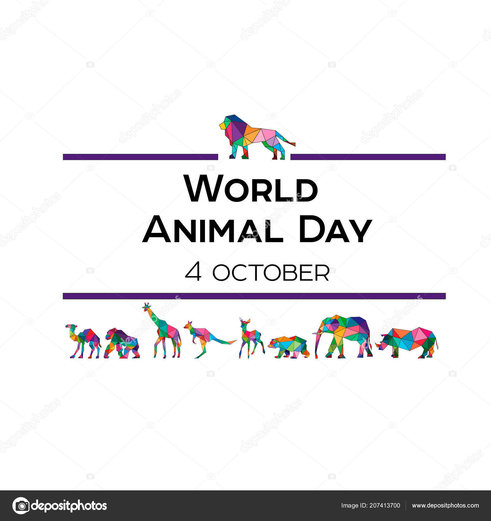 Vector illustration for the World Animal Day on October 4. Polygonal ...