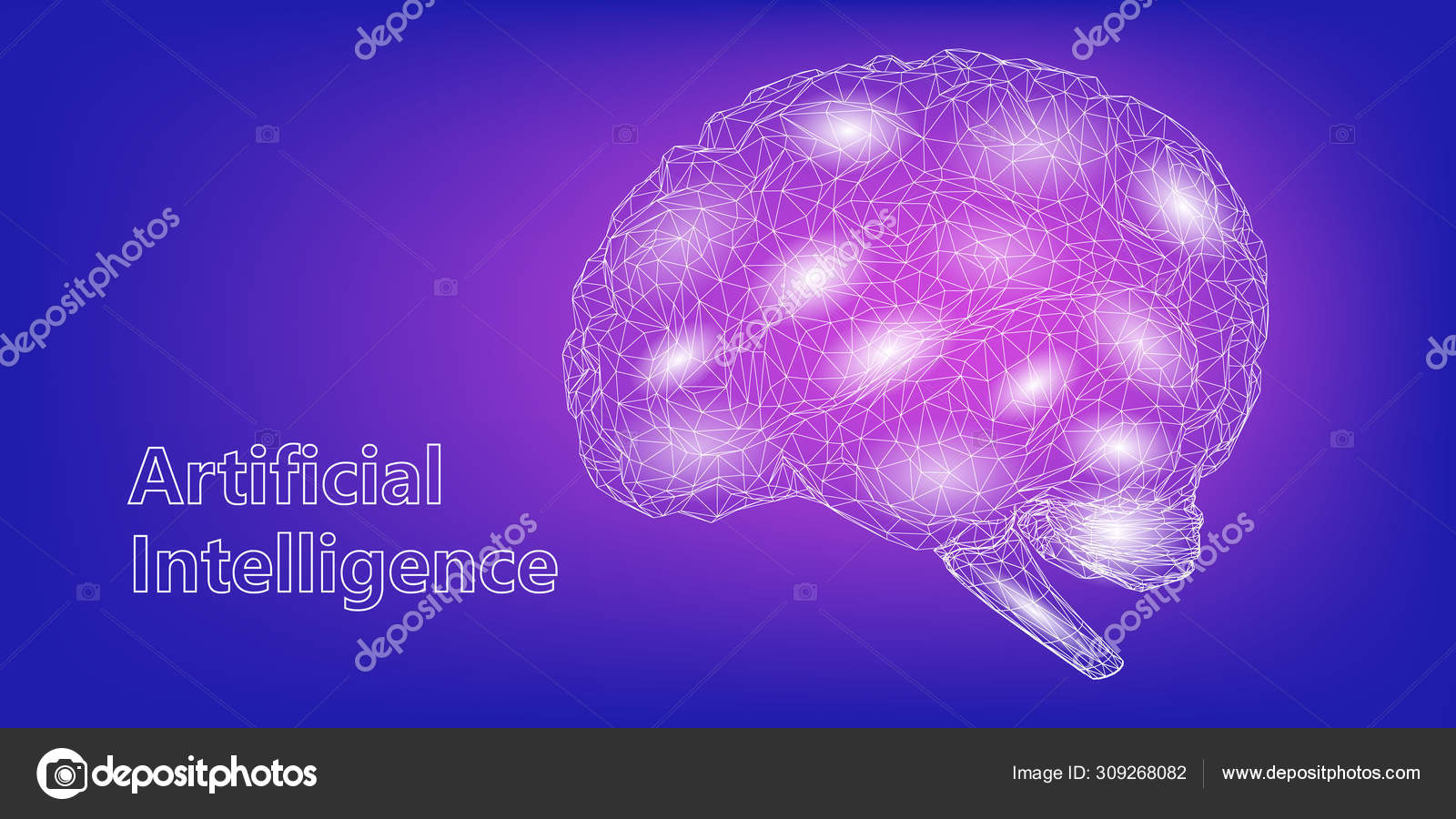 Artificial intelligence. Technology lines design of brain on a b Stock ...