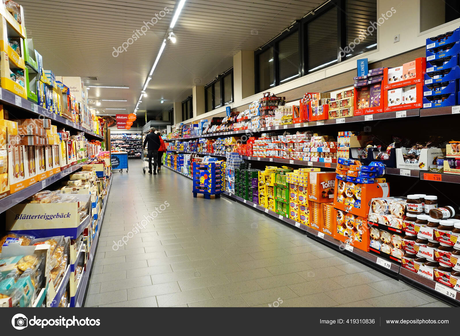 Germany December 2019 Interior Aldi Nord Supermarket Aisle Sweet Food ...