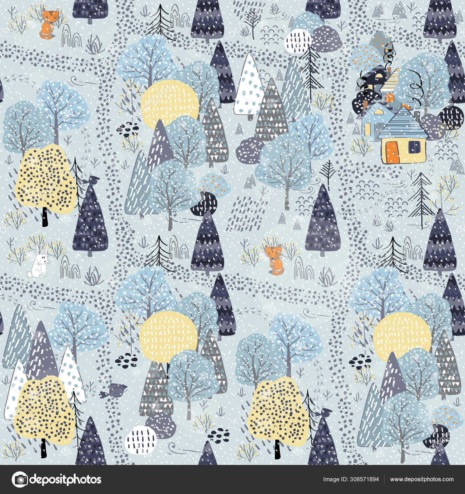 Forest seamless pattern background with winter trees. Stock Vector by ...