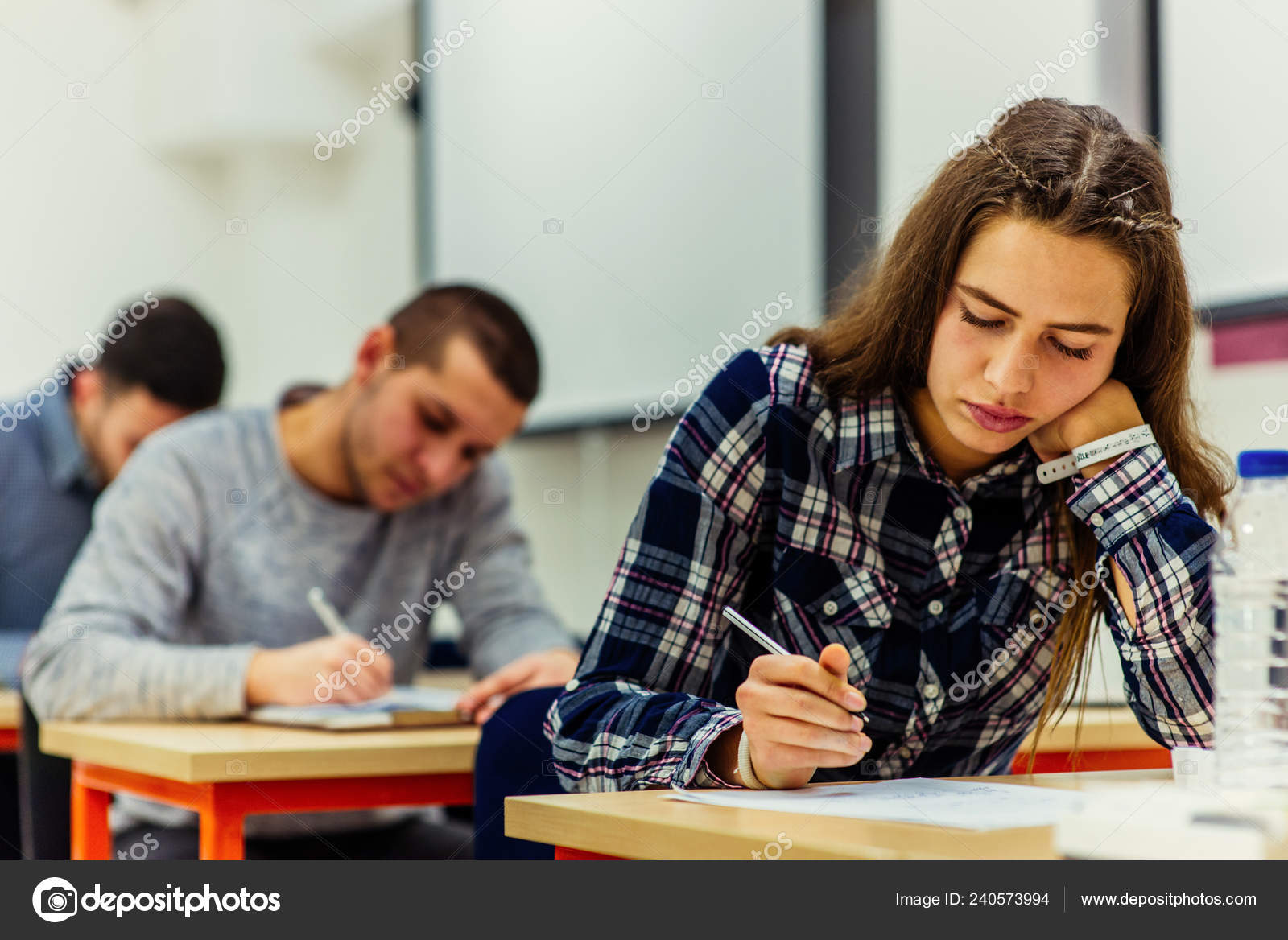 College Student Taking Exam